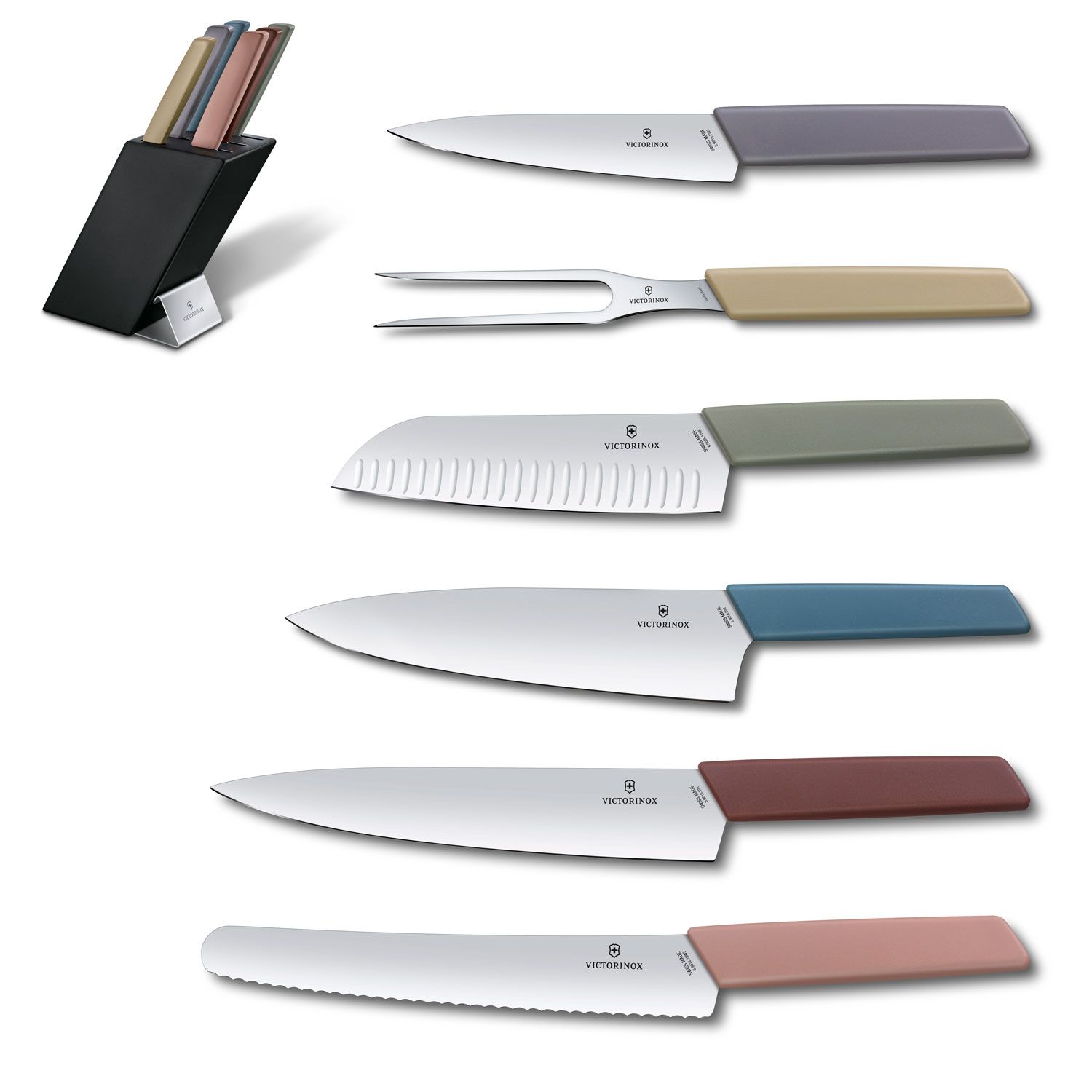 Victorinox Swiss Modern Multi-Colored 7-Piece Knife Block Set | Red ...