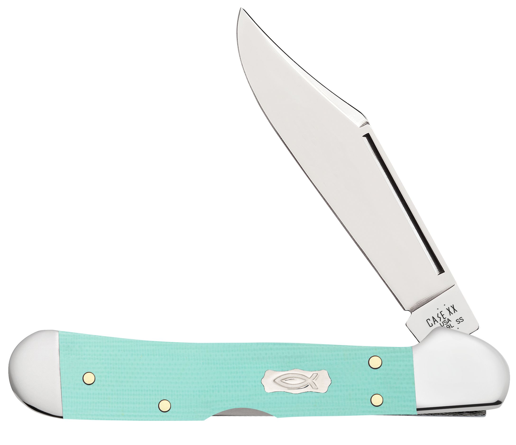 Case Seafoam Green G10 Mini Copperlock | Red Hill Cutlery