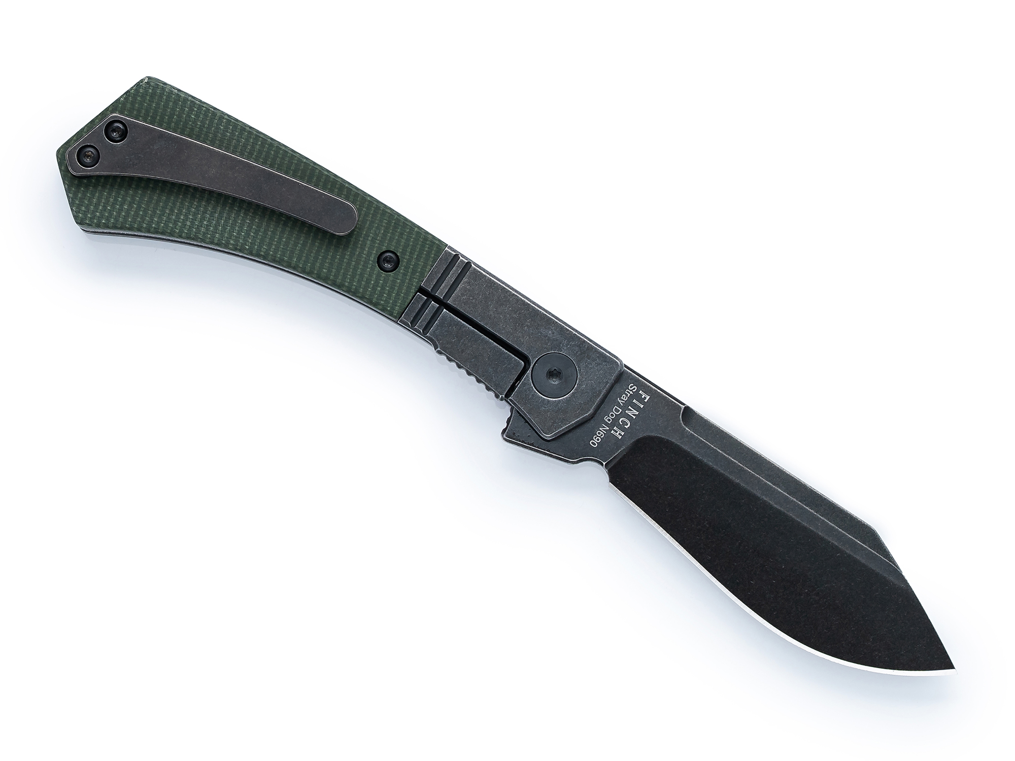 Finch Sequoia Green Micarta Stray Dog Flipper | Red Hill Cutlery