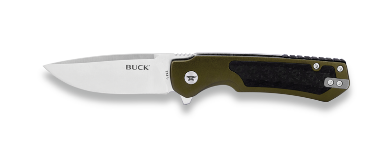 Buck Green Aluminum with Carbon Fiber Inlay Stinger Flipper | Red Hill ...