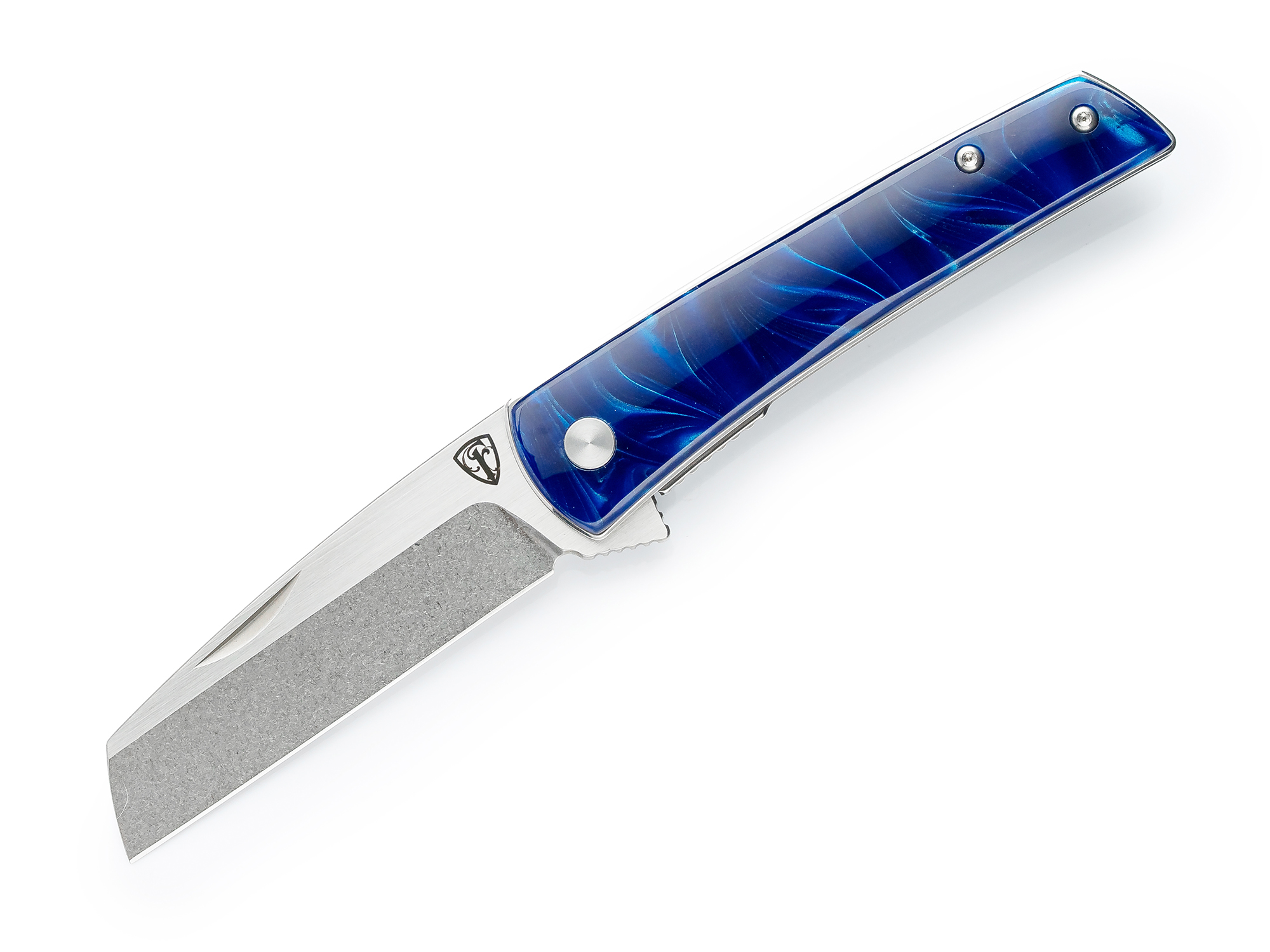 Finch Deep Blue Resin Oxbow Flipper | Red Hill Cutlery