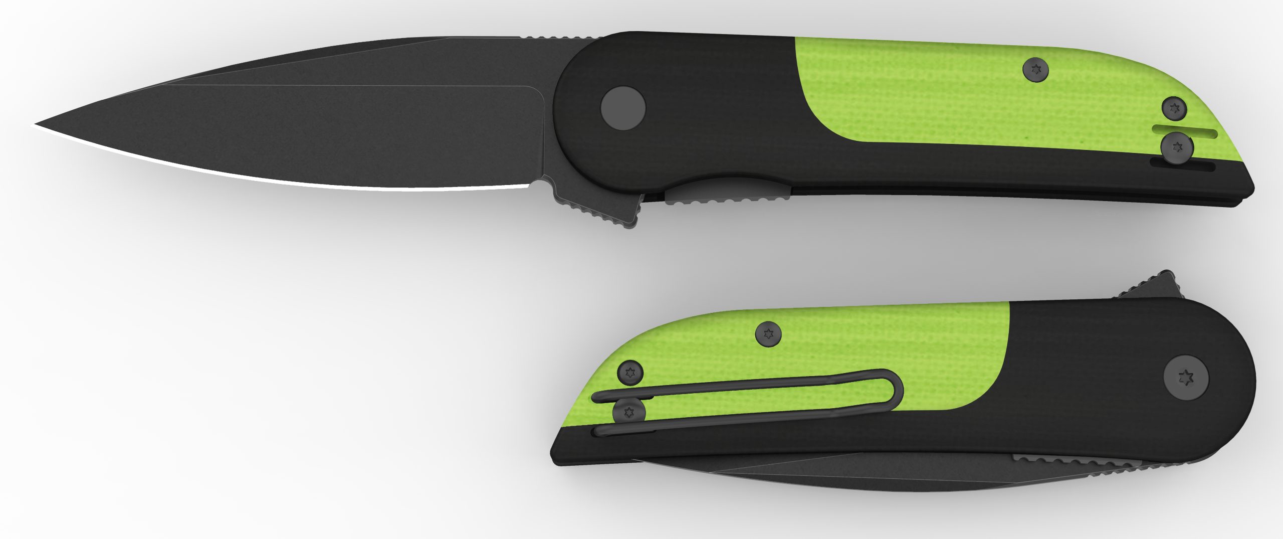 Finch Neon Burn Green Black G10 Devil's Finger Flipper | Red Hill Cutlery