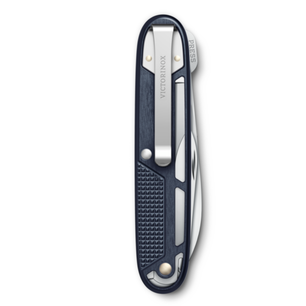 Victorinox Swiss Army Dark Blue Skeletonized Alox Synergy X Liner Lock ...